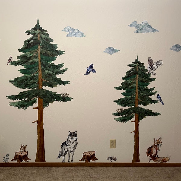 XL Woodland Fabric Wall Decal, Backwoods Woodland Nursery Décor, Forest ...