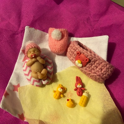 Miniature Polymer Clay Baby Doll With Free Limbs and Open - Etsy