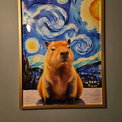 Capybara Starry Night Art Print Cute Capybara Artwork Gift for Capybara ...