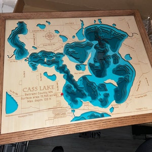 Digital File DXF, AI, SVG Custom Map Wood Bathymetric Map , Custom Wood ...