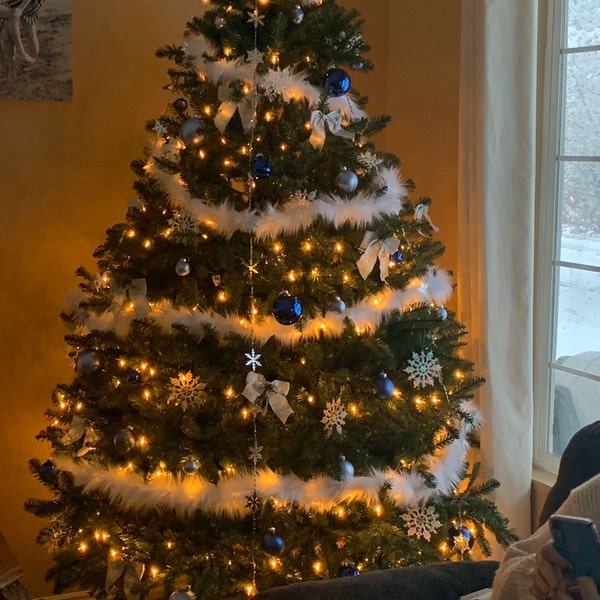 Soft Faux Fur Tree Skirt, Thick Round Shaggy, White, Pink, Purple ...