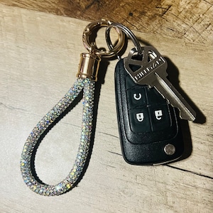 Silver Black Rhinestone Crystal Wristlet, Bling Keychain Bracelet ...