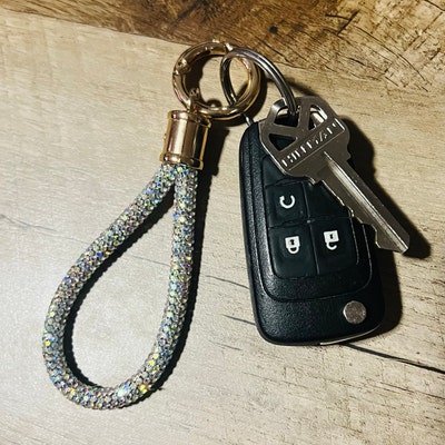 Silver Black Rhinestone Crystal Wristlet, Bling Keychain Bracelet ...