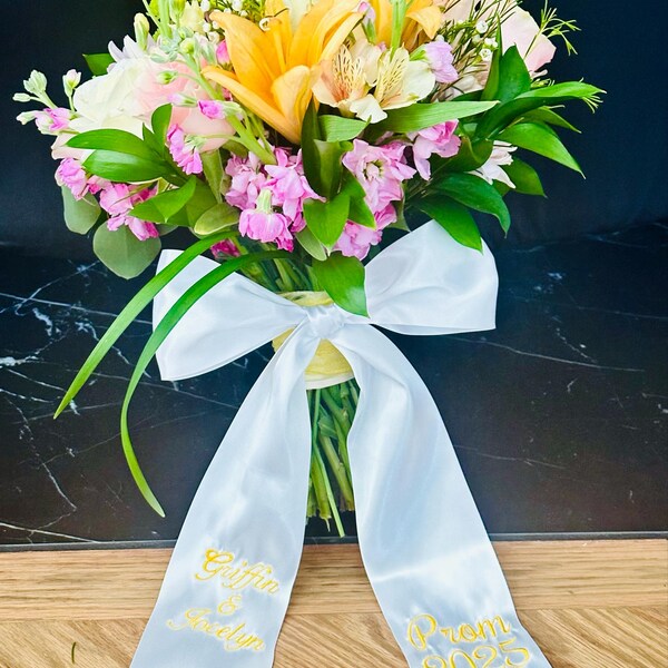 SATIN Monogram Nosegay Ribbon - Prom/homecoming/hoco/school Dance - Etsy