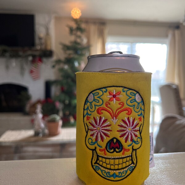 EXCLUSIVE! Queen of the Hunt Design Embroidered Can Cooler, Can Wrap ...