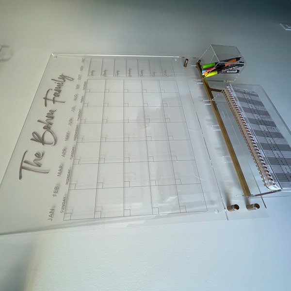 Personalized Acrylic Calendar Month & Week | Floating Wall Decor ...