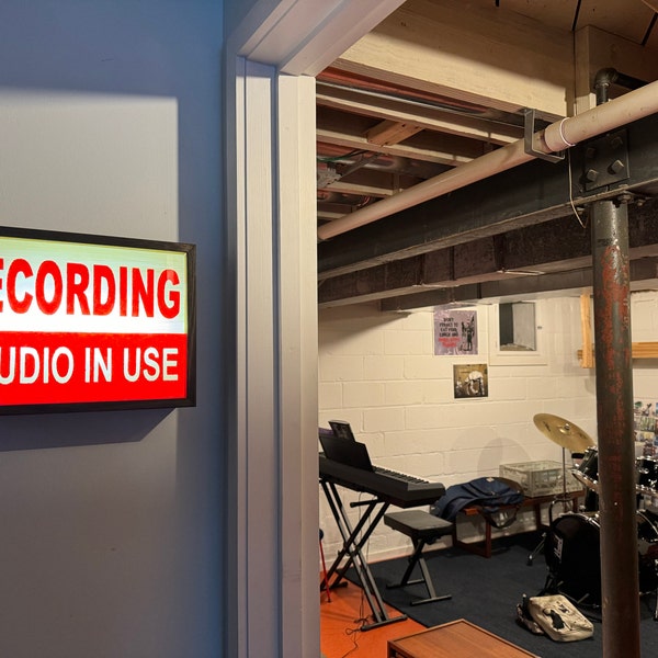 Recording Studio in Use Lightbox Sign, Retro Style Music Studio Signage ...