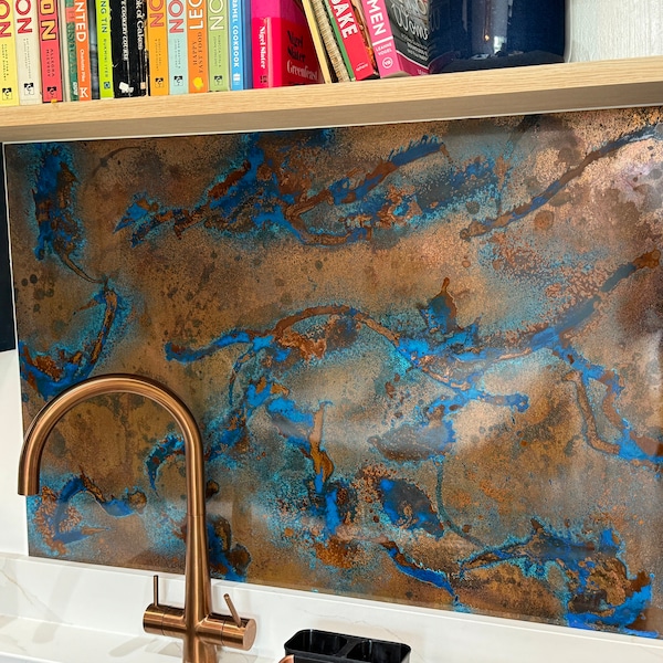 Copper Splashback Weathered Patina Backsplash - Etsy UK
