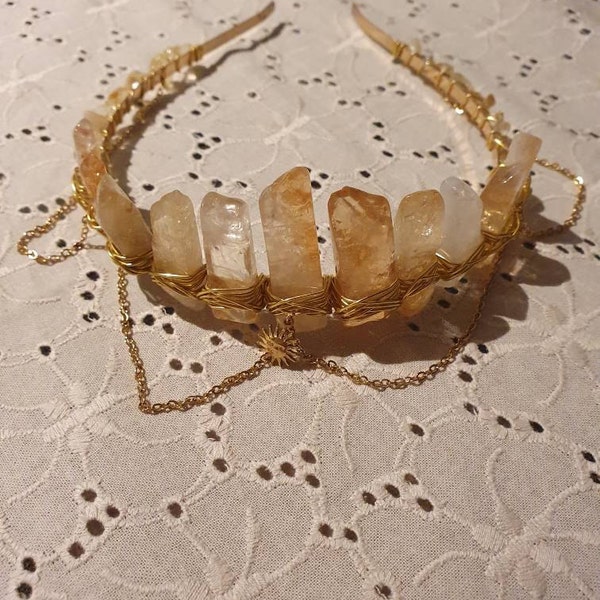 LAPIS LAZULI Gold Crystal Crown Bohemian Tiara Wedding Accessories ...