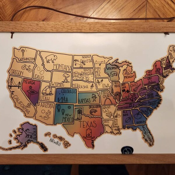 USA Sales Map Tracker, Scratch off Poster, US State Map Scratch Off ...