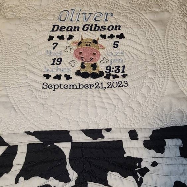 Boy Cow Announcement Embroidery Design - Birth Template Machine ...