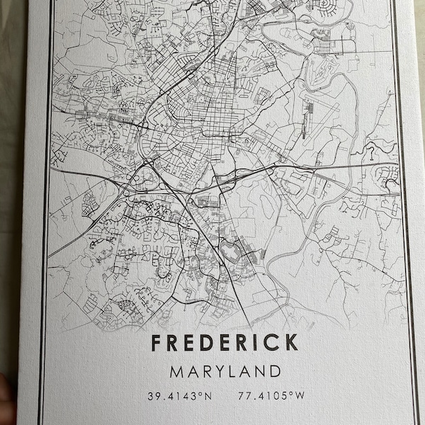Frederick Map Print Poster Canvas | Maryland Map Print Poster Canvas ...