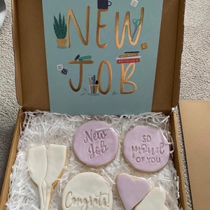 New Job Congratulations Good Luck Personalised Biscuit Cookies Box Gift ...
