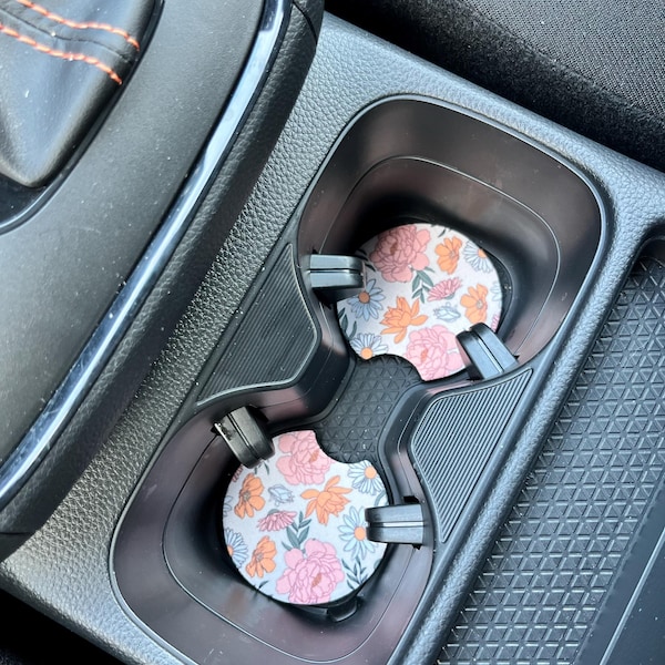 Car Coasters Set of 2 – Absorbent Neoprene Cup Holder Coasters for Cars ...