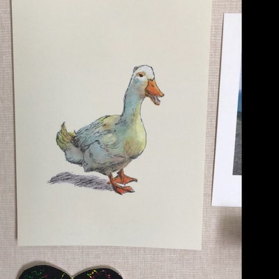 Waddle Duck, Bird Art Gift Print 5x7 Animal Watercolor Illustration ...