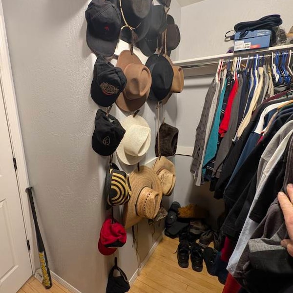 Hat Organizer - Hat Wall Hanging - Fedora Display - Hat Rack ...