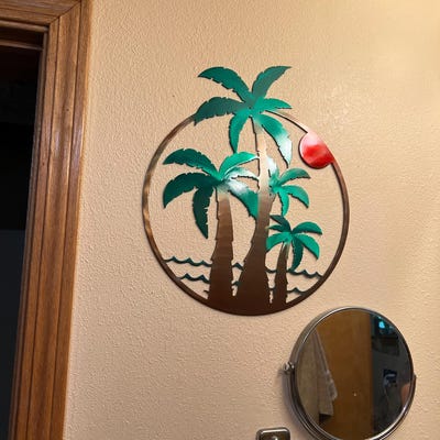 Tropical Leaf Rectangle Sign Metal Wall Art Outdoor Patio Decor Framed ...