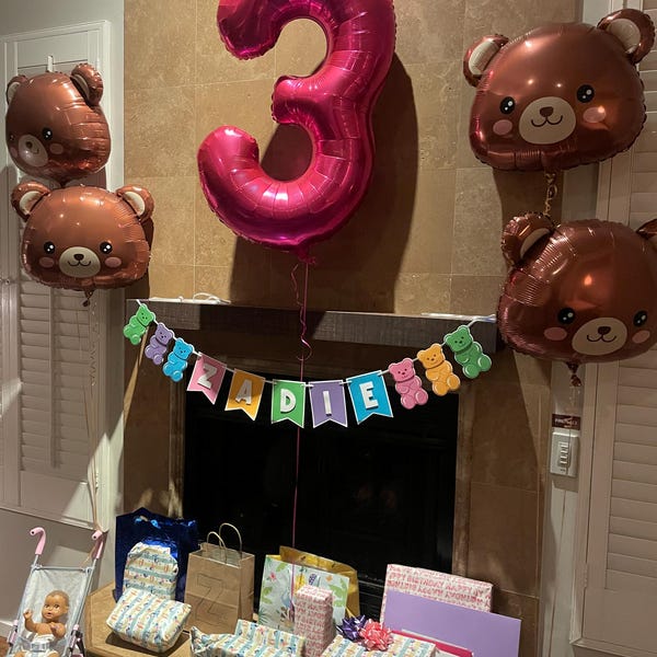 Gummy Bear Happy Birthday Banner Bear Banner Beary First Birthday Party ...