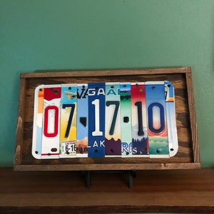 Custom date sign anniversary or wedding license plate art | Etsy