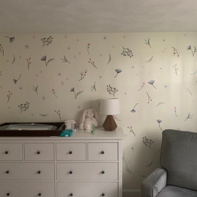 Watercolor Flower Greenery Wall Decals Nature Sticker Boho Nursery ...