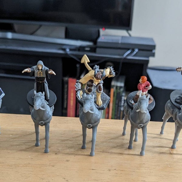 Riding Combat Horse Mounts (set of 5) W/ Miniature Slot, Dnd Mini Mount ...