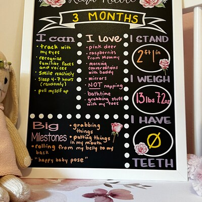 Boho Rainbow Milestone Chalkboard Baby Stat Board Baby - Etsy