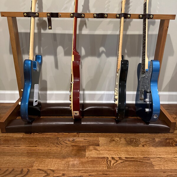 Leather & Wood Upright Custom Guitar Rack Guitar Stand - Etsy