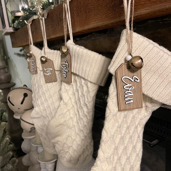 Personalized Stocking Name Tags //farmhouse Style // Rustic Gift Tag ...