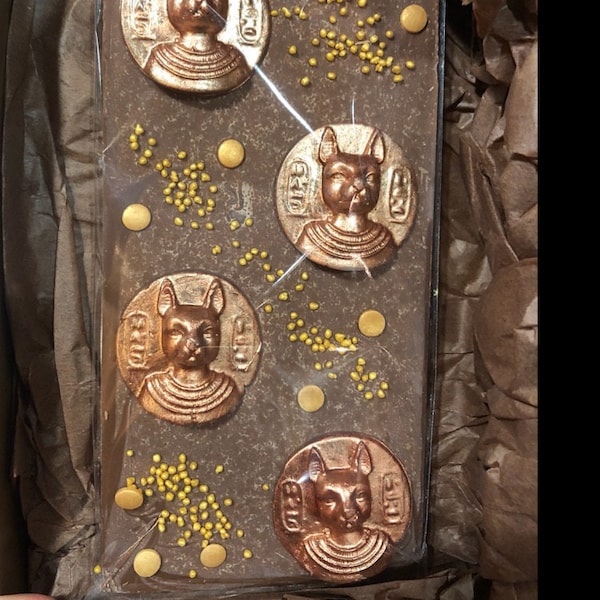 Egyptian Chocolate Bar: Hand-painted Pharaoh, Sphinx, Bastet (edible ...