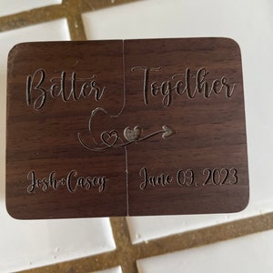 Wooden Ring Puzzle Box, Personalized Better Together Ring Box, Engraved ...