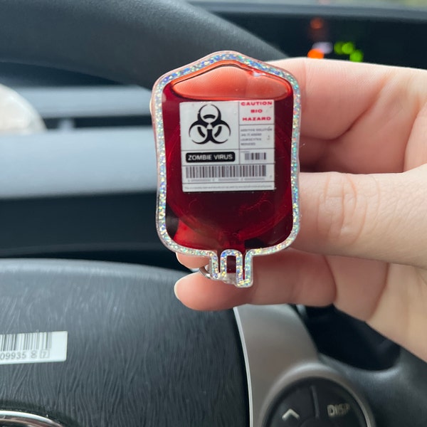 Zombie Blood Bag Badge Holder |blood Transfusion Badge Reel, IV Bag ...