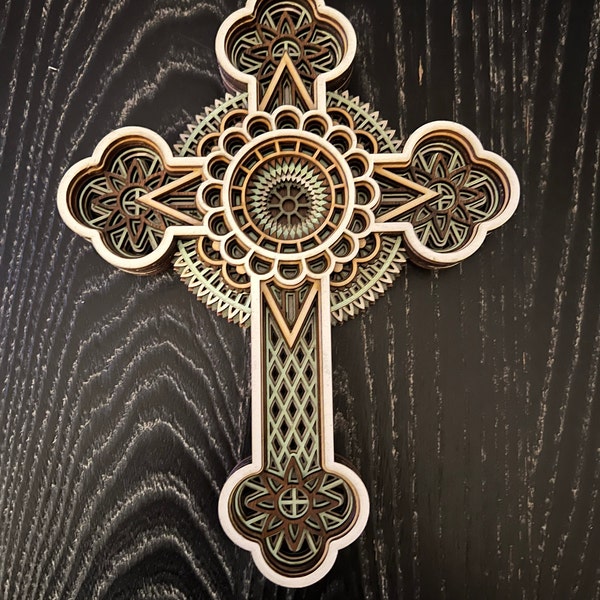 3D Layered Cross, Christian Cross SVG, Multi Layer Cross Svg, Laser Cut ...