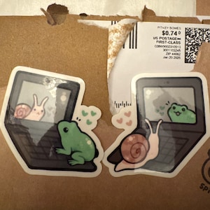 Date Night Clear Sticker Set of 2 / Snail and Frog Stickers / Cute ...