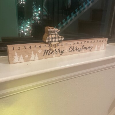 Wood Sliding Car Advent Calendar, Christmas Countdown Gift, Holiday ...