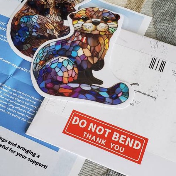 Otter Stained Glass Window Cling Window Sticker Decal - No Adhesive ...