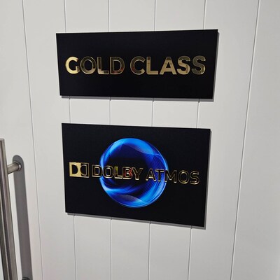 HOME CINEMA Home Theatre Signs Signage Cinema Decor Laser Router Gold ...