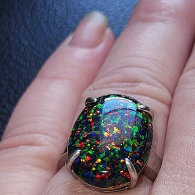 Black Cherry Opal Ring See Video for Red Fire 10x12mm Lab - Etsy