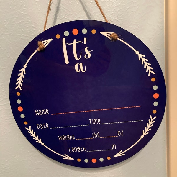 Hospital Door Hanger, Birth Announcement, Birth Stats Sign, New Baby ...