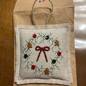Cross Stitch Button Tree Ornament, Crafty Christmas Decoration, Folk ...