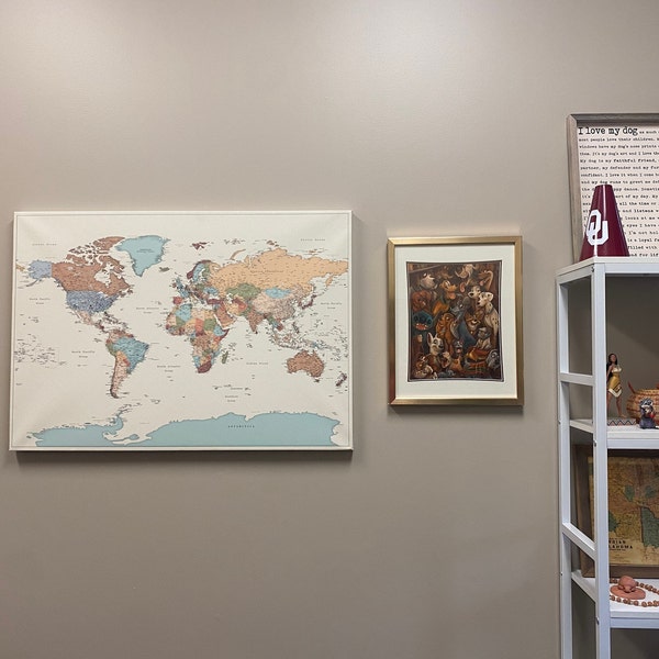 World Map Pin Board With Cities, Push Pin Canvas to Mark Where You Have ...