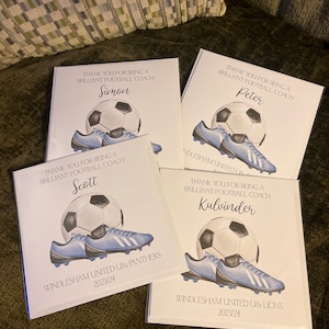 Personalised Football Coach Card, Thank You Card, Football Manager Card ...