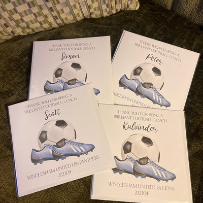 Personalised Football Coach Card, Thank You Card, Football Manager Card ...
