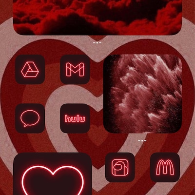 Red Neon App Icons Neon Aesthetic Ios 14 Icons iPhone Icon - Etsy