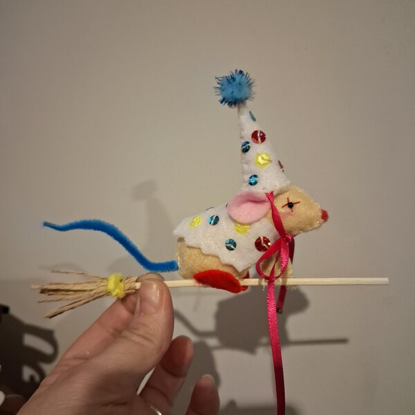 PDF FILES - Witchy Mouse on Broom Felt Sewing Pattern - Witch Ornament ...