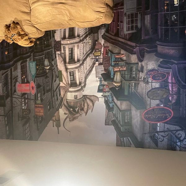 Wizard World Wallpaper Mural, Wizarding Alley Wallpaper, Magic Street ...