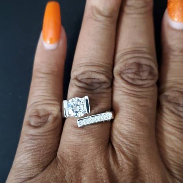 Tension Set & Channel Setting Ring, Trillion or Round CZ Stone Square ...