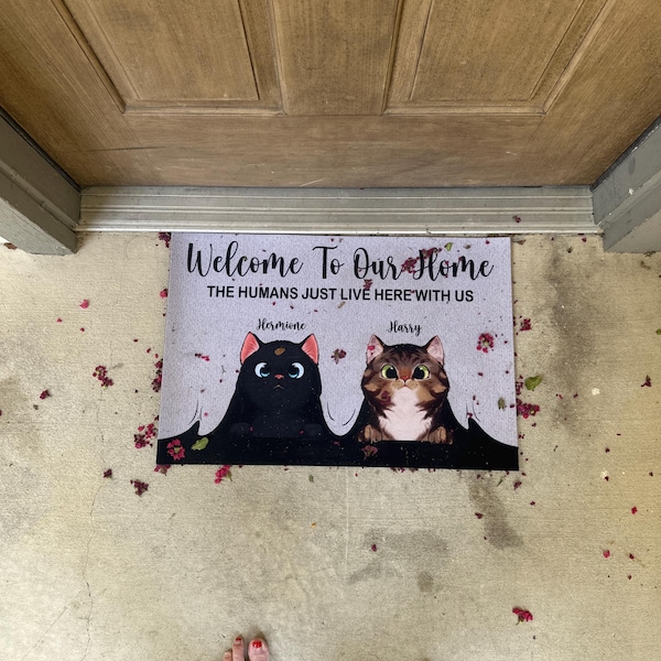 Personalized Cat Doormat, Custom Cat Welcome Mat, Welcome Home Mat, Cat ...
