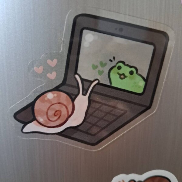 Date Night Clear Sticker Set of 2 / Snail and Frog Stickers / Cute ...