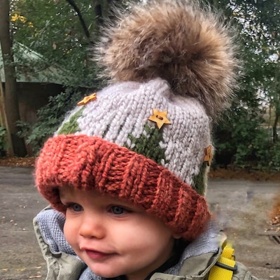 BULKY Christmas Trees Toque Knitting Pattern, Fair Isle Knit Hat, Bulky ...