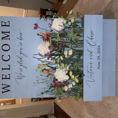 Flower Box Welcome Sign Decal, Wedding Welcome Sign, A Frame Sign Decal ...